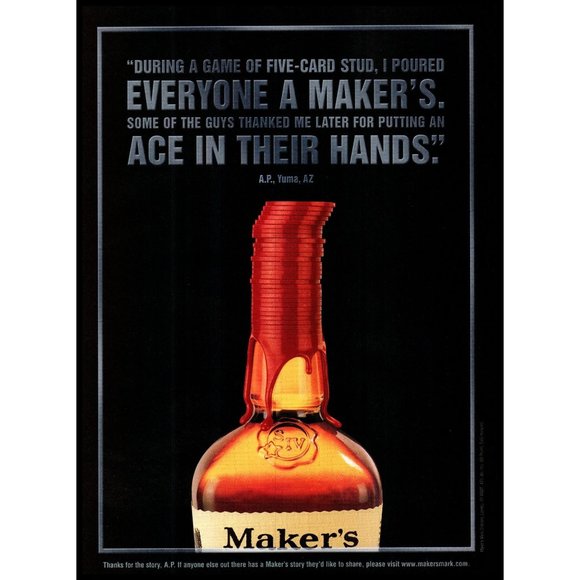 Maker'S Mark | Art | 202 Makers Mark Bourbon Vintage Print Ad Poker ...
